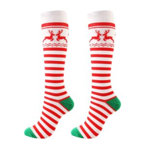 Hotfiary Christmas Compression Socks 20-30 mmHg for Women & Men, 3 Pack Novelty Christmas Stocking for Athletic Running Cycling