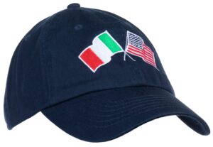 ann arbor t-shirt co. italian american flag hat - italy usa friendship, italiano italia america baseball dad hat for men women - (navy)