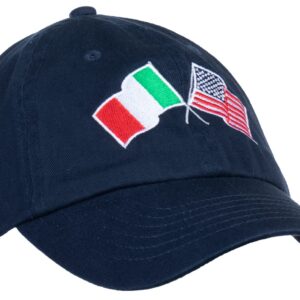 Ann Arbor T-shirt Co. Italian American Flag Hat - Italy USA Friendship, Italiano Italia America Baseball Dad Hat for Men Women - (Navy)