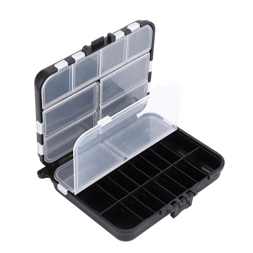 BORDSTRACT Fishing Tackle Boxes, 26 Slots Black Plastic Fishing Lures Baits Storage Box, Organizing Case for Lures, Baits, Jigs, and Other Fishing Accessories