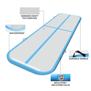 Mecalm Air Gymnastics Tumbling Mat 16FT Gymnastics Air Mat 4 inchs Thickness Gymnastics Mats for Tumbling with Electric Air Pump for Home/Gym/Yoga/Training/Cheerleading/Outdoor/Beach/Park