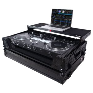 ProX Live Performance Gear ATA Style Flight Case for Pioneer DDJ-REV7 DJ Controller with Laptop Shelf Wheels and 1U Rackspace Black Finish