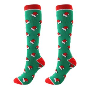 Hotfiary Christmas Compression Socks 20-30 mmHg for Women & Men, 3 Pack Novelty Christmas Stocking for Athletic Running Cycling