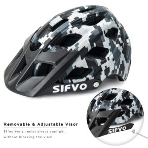 Kids Bike Helmet, SIFVO Kids Helmet Boys and Girls Bike Helmet for Kids Ages 6+ Youth Bike Helmet with Visor Safe and Stylish Adjustable 52-58cm