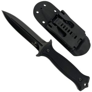 tactical knife hunting knife survival knife d2 spear point blade g10 handle kydex sheath molle clip fixed blade knives camping accessories camping gear survival kit survival gear and equipment tactical gear hunting gear edc knife edc gear 82460 (black tkf