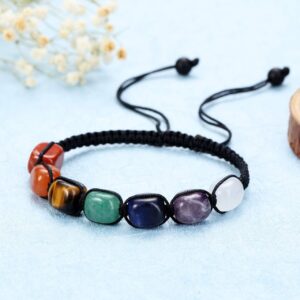 MANIFO 7 Chakra Crystals Bracelet Reiki Healing Chakra Stone Braided Gemstone Bracelets for Women Yoga Meditation