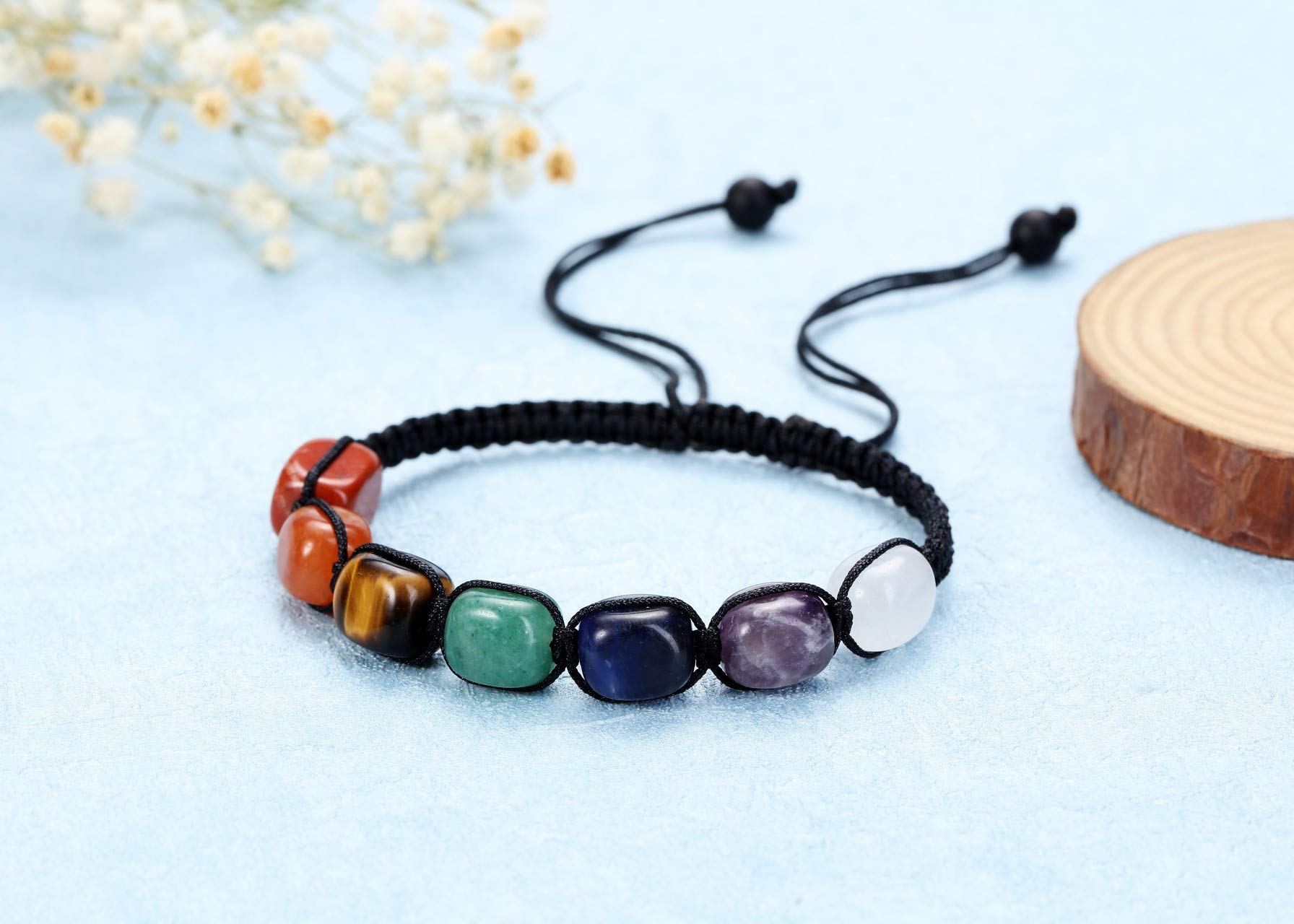 MANIFO 7 Chakra Crystals Bracelet Reiki Healing Chakra Stone Braided Gemstone Bracelets for Women Yoga Meditation