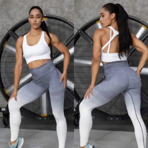 GYMTALENT Scrunch Butt Leggings for Women, Ribbed Seamless High Waisted Gym Leggings Butt Lifting Yoga Pants Tights Elephant Grey L