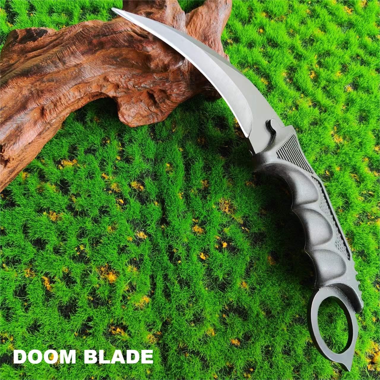 DOOM BLADE Karambit Knife Fixed Blade Knife Fixed Blade Tactical Camping Tool with Sheath and Cord for Camping Hunting，Fishing，Outdoor，Survival (Black)