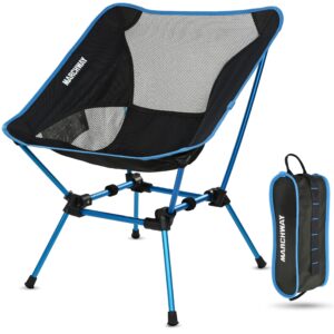 marchway ultralight folding camping chair, heavy duty portable compact for outdoor camp, travel, beach, picnic, festival, hiking, lightweight backpacking (sky blue)