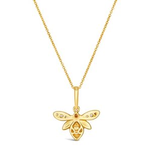 LE VIAN 1/10 Carat White and Chocolate Diamond and Enamel Honey Bee Pendant Necklace for Women in 14k Yellow Gold (Brown, cttw) on 18 Inch Long Chain by LeVian