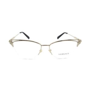 versace ve 1280 1252 pale gold metal cat-eye eyeglasses 55mm