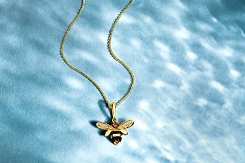 LE VIAN 1/10 Carat White and Chocolate Diamond and Enamel Honey Bee Pendant Necklace for Women in 14k Yellow Gold (Brown, cttw) on 18 Inch Long Chain by LeVian