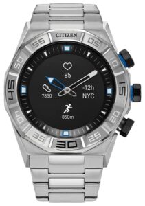 citizen cz smart gen 1 hybrid smartwatch 44mm, continuous heart rate tracking, fitness activity, golf app, displays notifications and messages, bluetooth connection, 15 day battery life