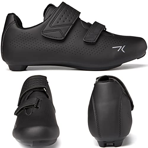 Mens Womens Cycling Shoes Compatible with Pelaton Road Bike Pelaton Shoes Riding Shoes Bicycle Pre-Installed Delta Cleats(1_Black,37)