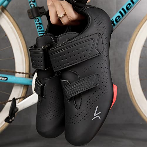 Mens Womens Cycling Shoes Compatible with Pelaton Road Bike Pelaton Shoes Riding Shoes Bicycle Pre-Installed Delta Cleats(1_Black,37)