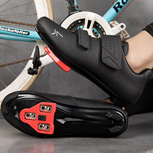 Mens Womens Cycling Shoes Compatible with Pelaton Road Bike Pelaton Shoes Riding Shoes Bicycle Pre-Installed Delta Cleats(1_Black,37)