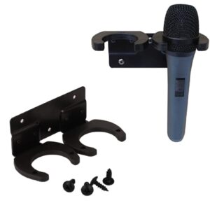 microphone holder, wireless microphone holder for mic stand wall mounted microphone hanger clip double hook stands holder bracket rack clamp with screws microphone accessories