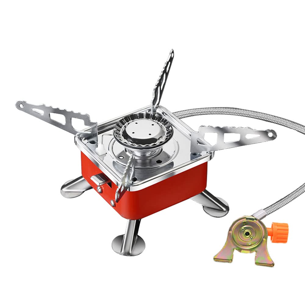 Mini Square Camping Stove,compact folding, wind proof, Piezo Ignition, Use with butane gas tank, Very Perfect for outdoor backpacking, picnics, hiking and camping other occasions (Buckle interface)