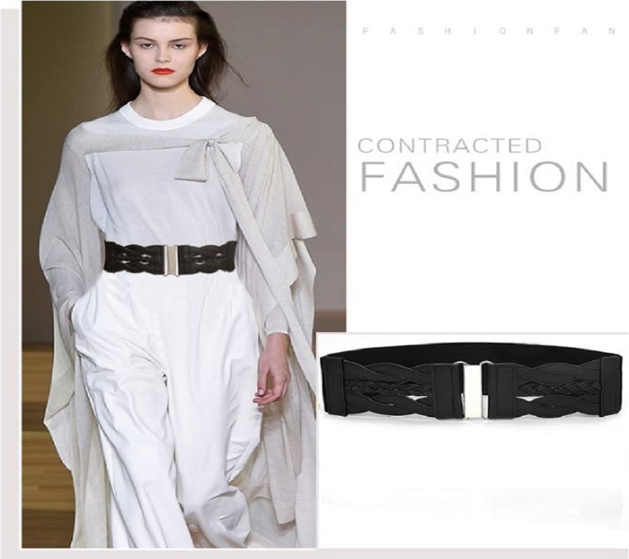 NociHah Vintage Stretch Belt for Women - Retro Elastic Wide Belts for Big Wais Ladies Dresses