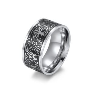 oidims tree of life odin crow ring stainless steel vintage nordic viking celtic stacked middle finger knuckle rings for men women bff birthday christmas jewelry gift (10)