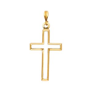 14k yellow gold opening religious cross pendant - crucifix charm polish finish - handmade spiritual symbol - gold stamped fine jewelry - great gift for men & women for occasions, 22 x 14 mm, 0.4 gms