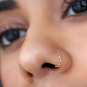 zeshimb gold twisted rope nose rings minimalist tribal handmade nose ring screw stainless steel nose rings earrings body piercing jewelry for women teen girls