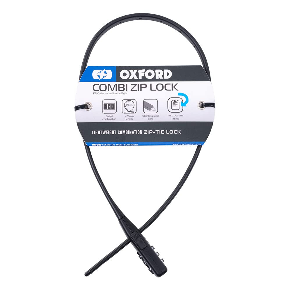 Oxford Products, Black, One Size LK150 Combo Multi-use Security Tie & Bike Combination Cycle/Cafe/Buggy/Ski/Helmet Lock