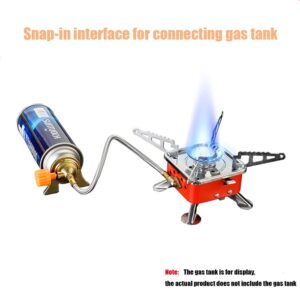 Mini Square Camping Stove,compact folding, wind proof, Piezo Ignition, Use with butane gas tank, Very Perfect for outdoor backpacking, picnics, hiking and camping other occasions (Buckle interface)