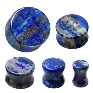 Pierced Owl AAA Grade Natural Lapis Lazuli Stone Double Flared Plugs, Sold as a Pair (19mm (3/4"))