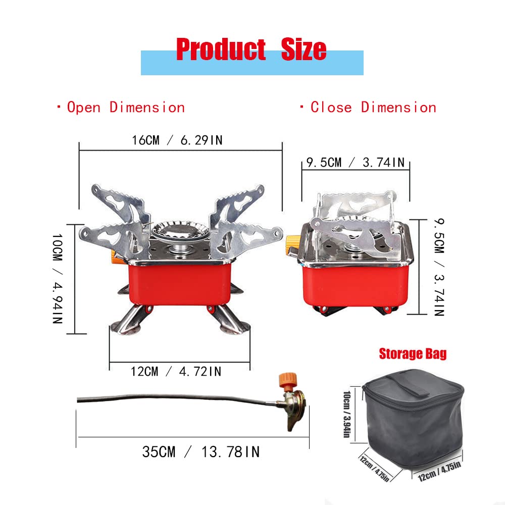 Mini Square Camping Stove,compact folding, wind proof, Piezo Ignition, Use with butane gas tank, Very Perfect for outdoor backpacking, picnics, hiking and camping other occasions (Buckle interface)