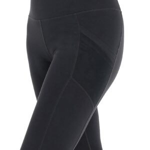 Kyodan Women’s Brushed Mesh Run Leggings Yoga Pants with Pockets 25” Black Mediu