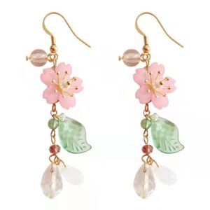 flower dangle drop earrings