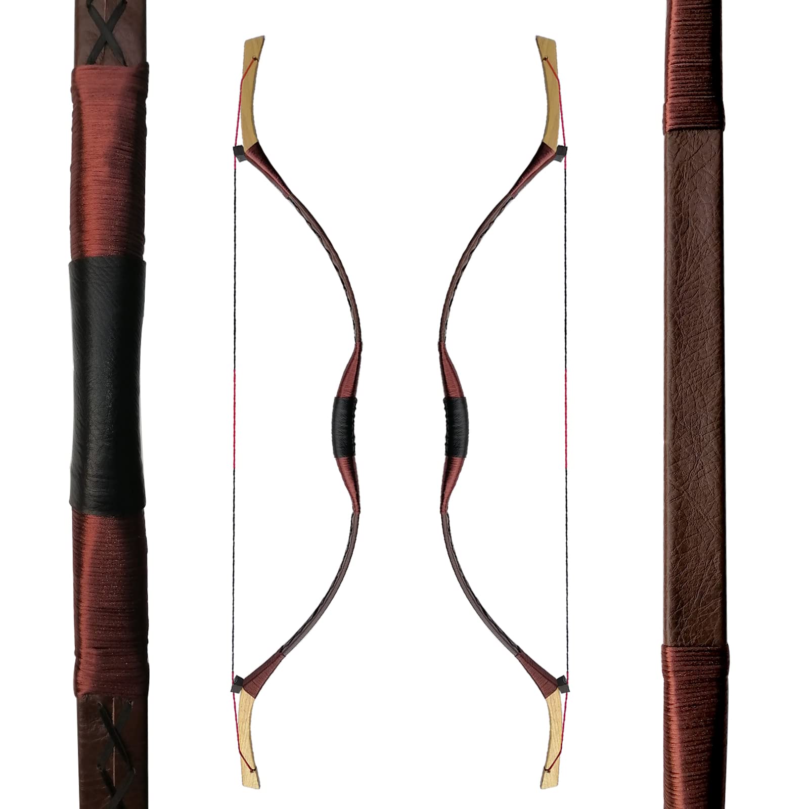 40Lbs/45Lbs/50Lbs Handmade Recurve Bow 52" Attila Mongolian Longbow Chinese for Archery Hunting Horse Riding (35Lbs)