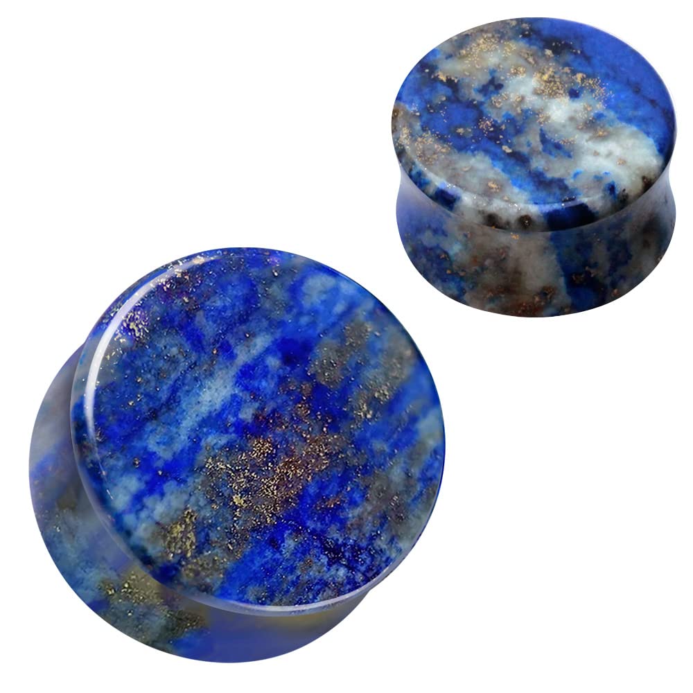 Pierced Owl AAA Grade Natural Lapis Lazuli Stone Double Flared Plugs, Sold as a Pair (19mm (3/4"))