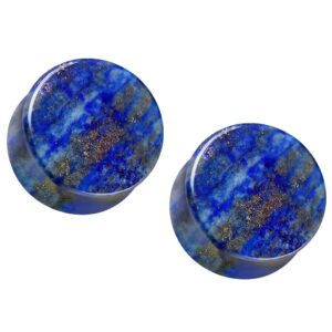 pierced owl aaa grade natural lapis lazuli stone double flared plugs, sold as a pair (19mm (3/4"))