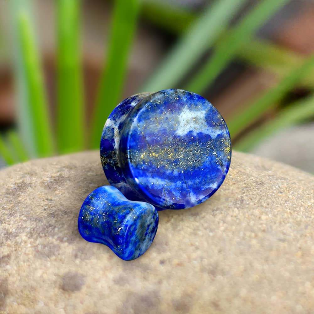 Pierced Owl AAA Grade Natural Lapis Lazuli Stone Double Flared Plugs, Sold as a Pair (19mm (3/4"))