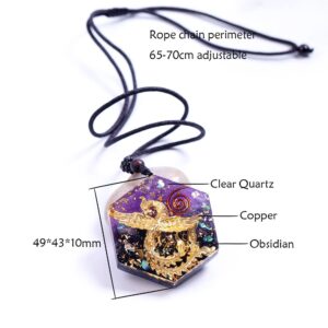 Day Day Up Orgonite Pendnat With Phoenix Bird Copper Wire Energy Necklace Obsidian Orgone Pendant Necklace Balancing Mind Gift For All (8)