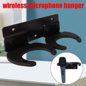 Microphone Holder, Wireless Microphone Holder for Mic Stand Wall Mounted Microphone Hanger Clip Double Hook Stands Holder Bracket Rack Clamp with Screws Microphone Accessories