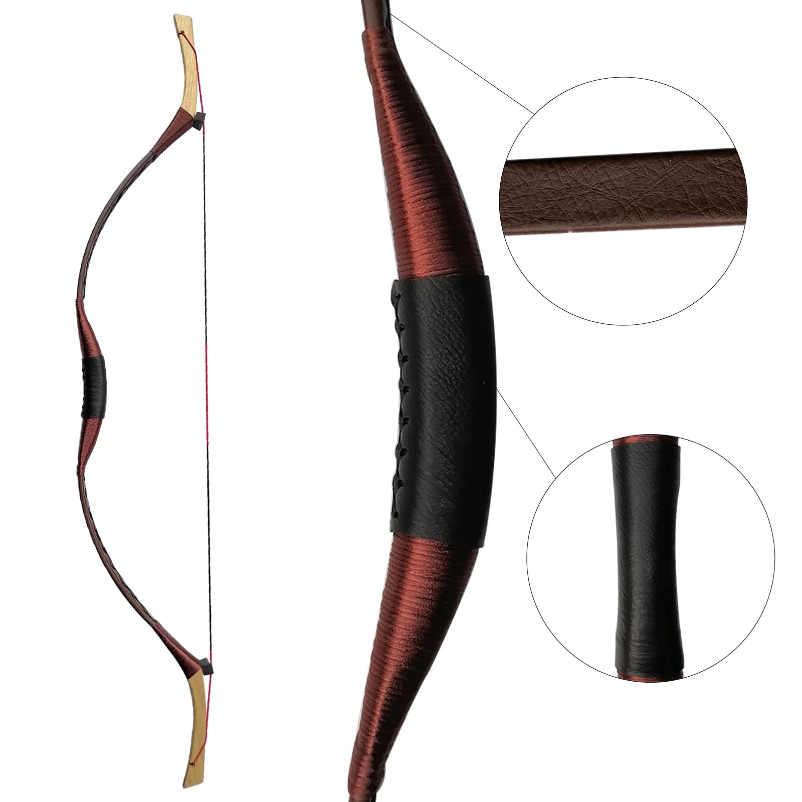 40Lbs/45Lbs/50Lbs Handmade Recurve Bow 52" Attila Mongolian Longbow Chinese for Archery Hunting Horse Riding (35Lbs)