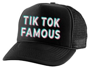 allntrends tik tok famous trucker hat embroidered cap adult adjustable graphic hat (black)