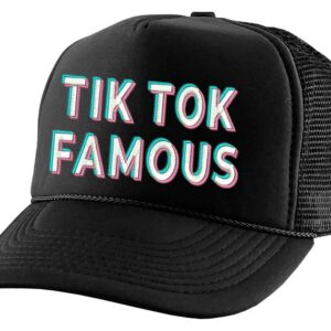 ALLNTRENDS TIK Tok Famous Trucker Hat Embroidered Cap Adult Adjustable Graphic Hat (Black)