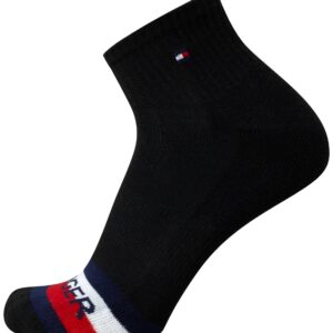 Tommy Hilfiger Men's Quarter Socks - 12 Pack Performance Cushion Comfort Socks - Breathable Athletic Socks for Men (7-12), Size 7-12, Premium Black