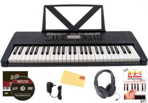 vault kt-54 keytone 54-key keyboard black bundle with headphones, keyboard stickers, austin bazaar instructional dvd and polishing cloth