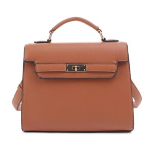 evve women's top handle satchel with detachable strap small pebbled leather crossbody bag_tan