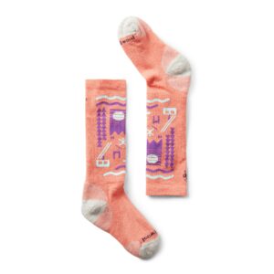 smartwool kids' wintersport ski day full cushion merino wool over the calf socks, wild salmon, large