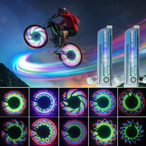 bike wheel lights,bike spoke lights bicycle wheel lights,ipx5 waterproof,2 control modes,ultra bright 32pcs led 32 exquisite patterns,bike tire lights bike tire accessories (blue 32leds-2pieces)