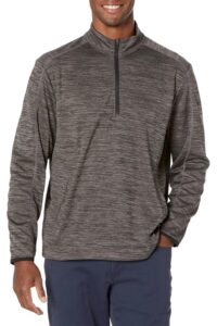 pga tour men's textured fleece 1/4 zip jacket base layer, caviar htr, x-large