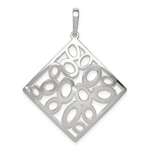 auriga fine jewelry 925 sterling silver polished square with circles pendant (l- 31 mm, w- 29 mm) gift for women