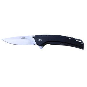 joker jkr10013 bearing assisted opening knife, g10 / carbon fiber handle in black and 3.26 in. d2 steel blade, overall length 7.75 in. tool for fishing, hunting, camping and hiking.